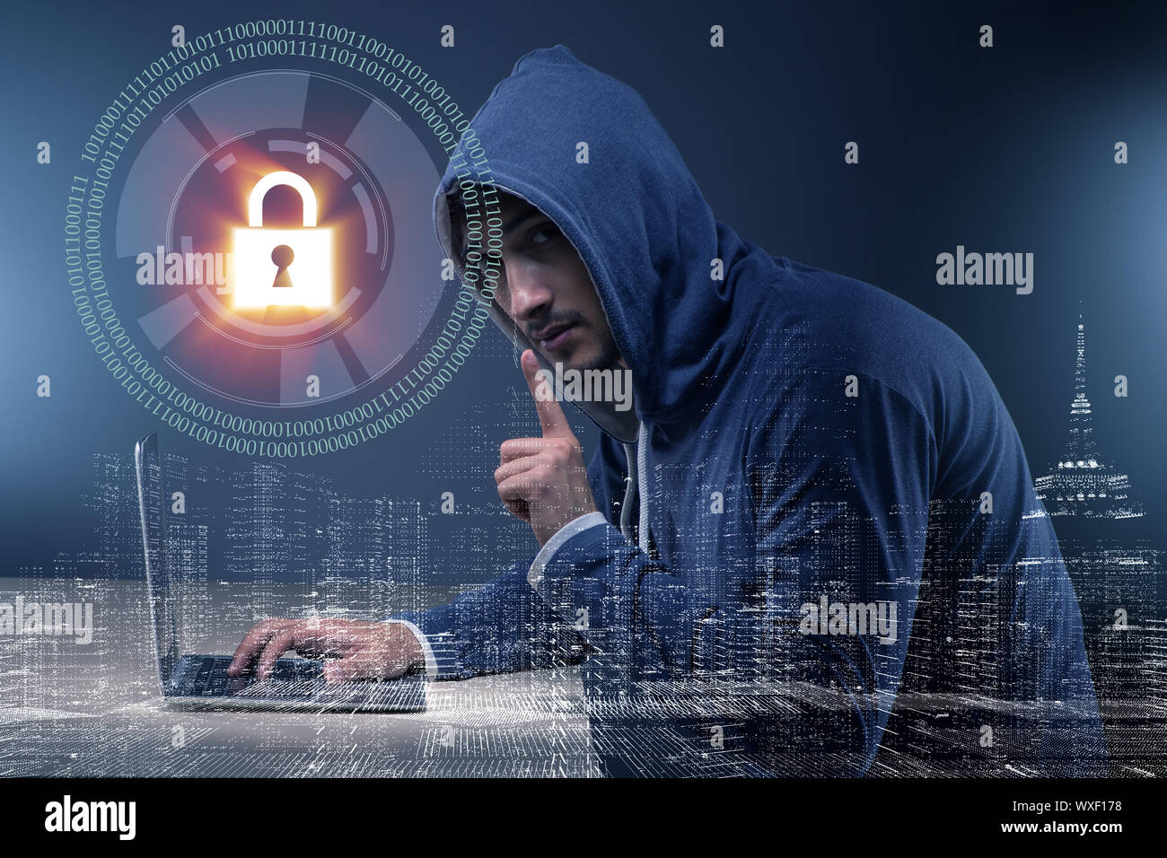Hacker in digital security concept Stock Photo - Alamy