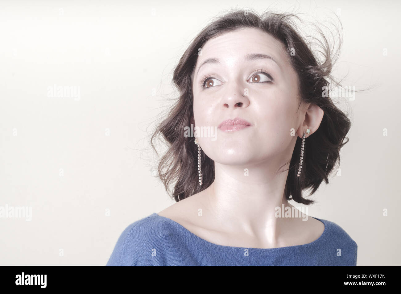 vintage portrait of young woman on vignetting background Stock Photo ...