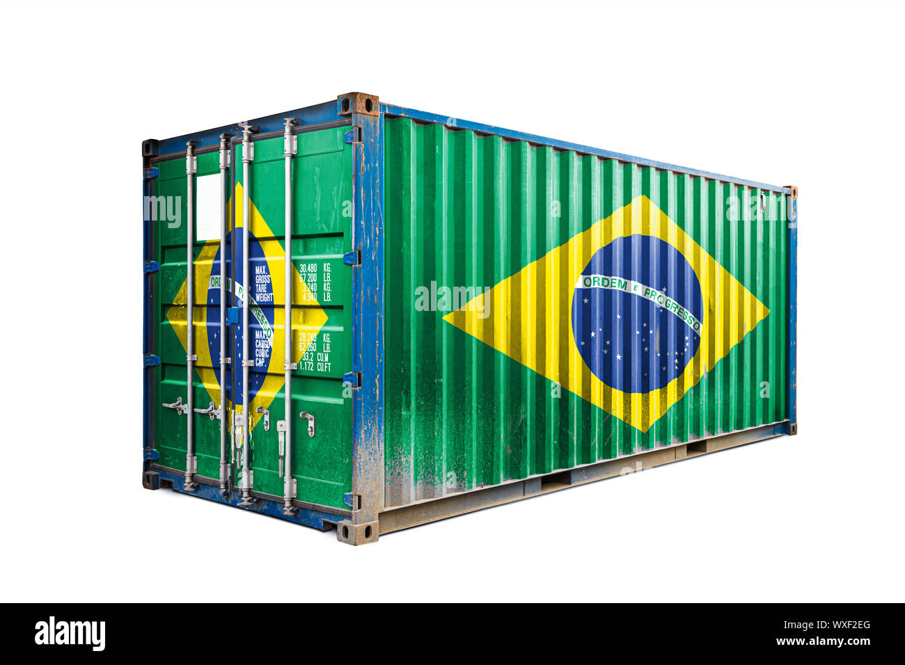 The concept of Brazil export-import, container transporting and ...