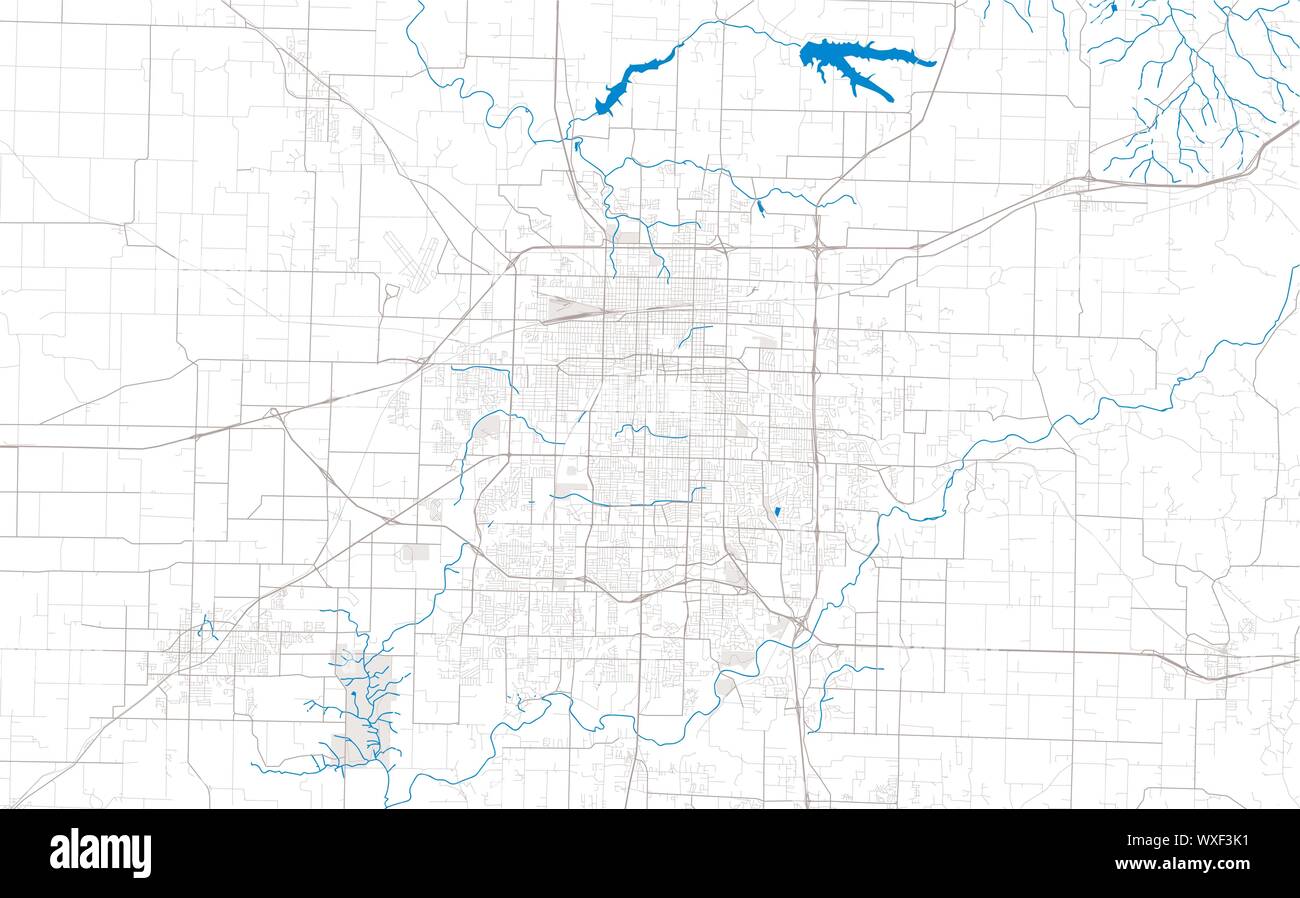 Rich detailed vector area map of Springfield, Missouri, USA. Map ...