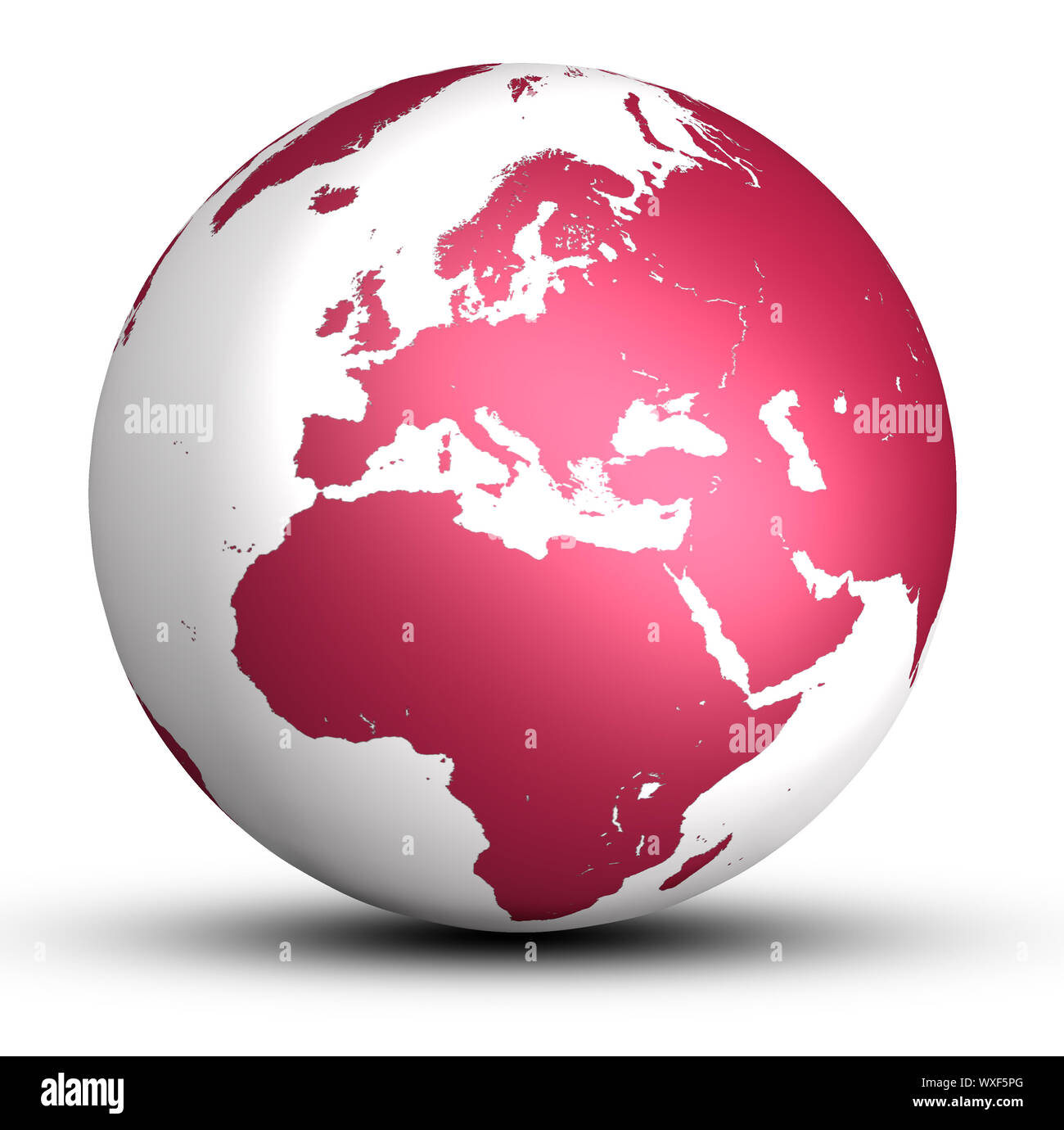 red europe world globe with shadow isolated on white background Stock ...