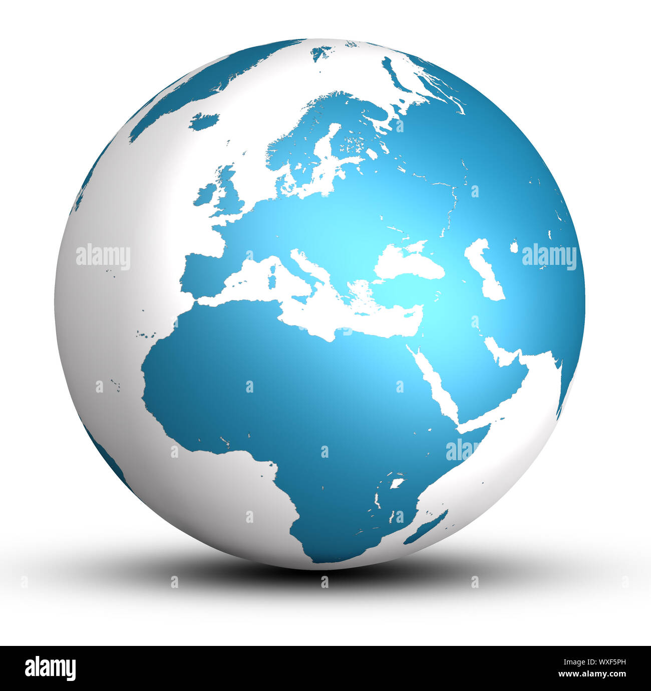 blue europe world globe with shadow isolated on white background Stock ...