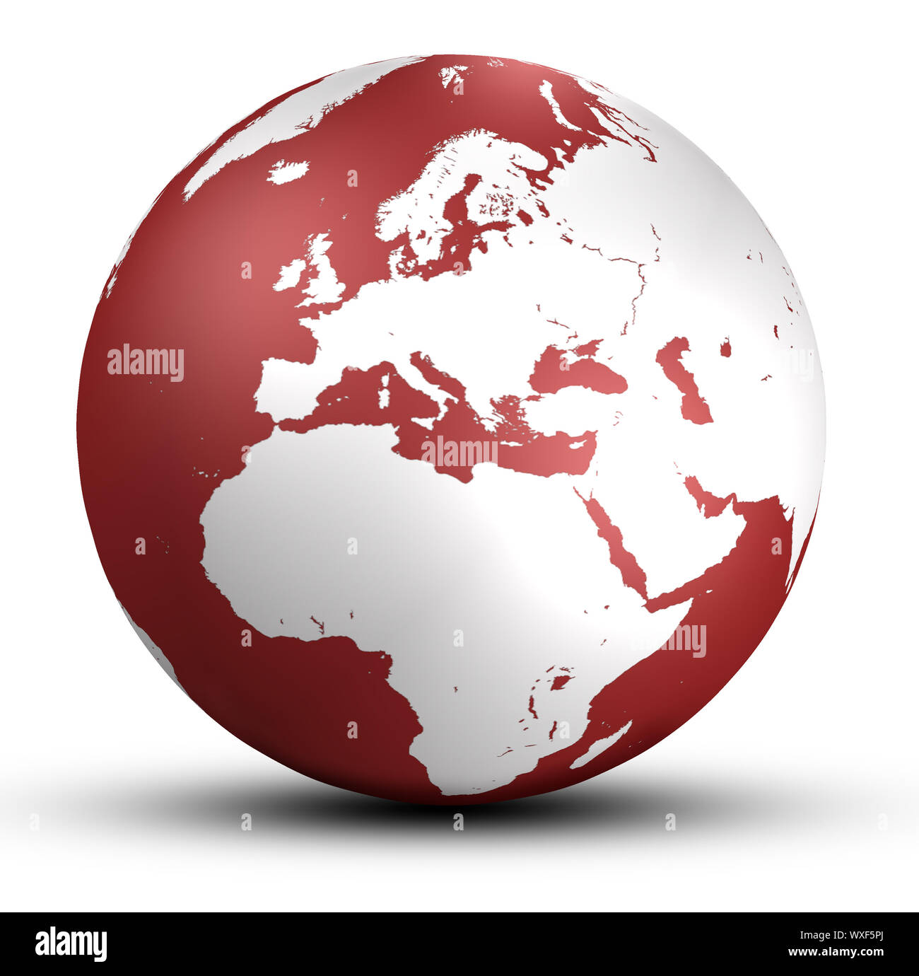 red europe world globe with shadow isolated on white background Stock ...