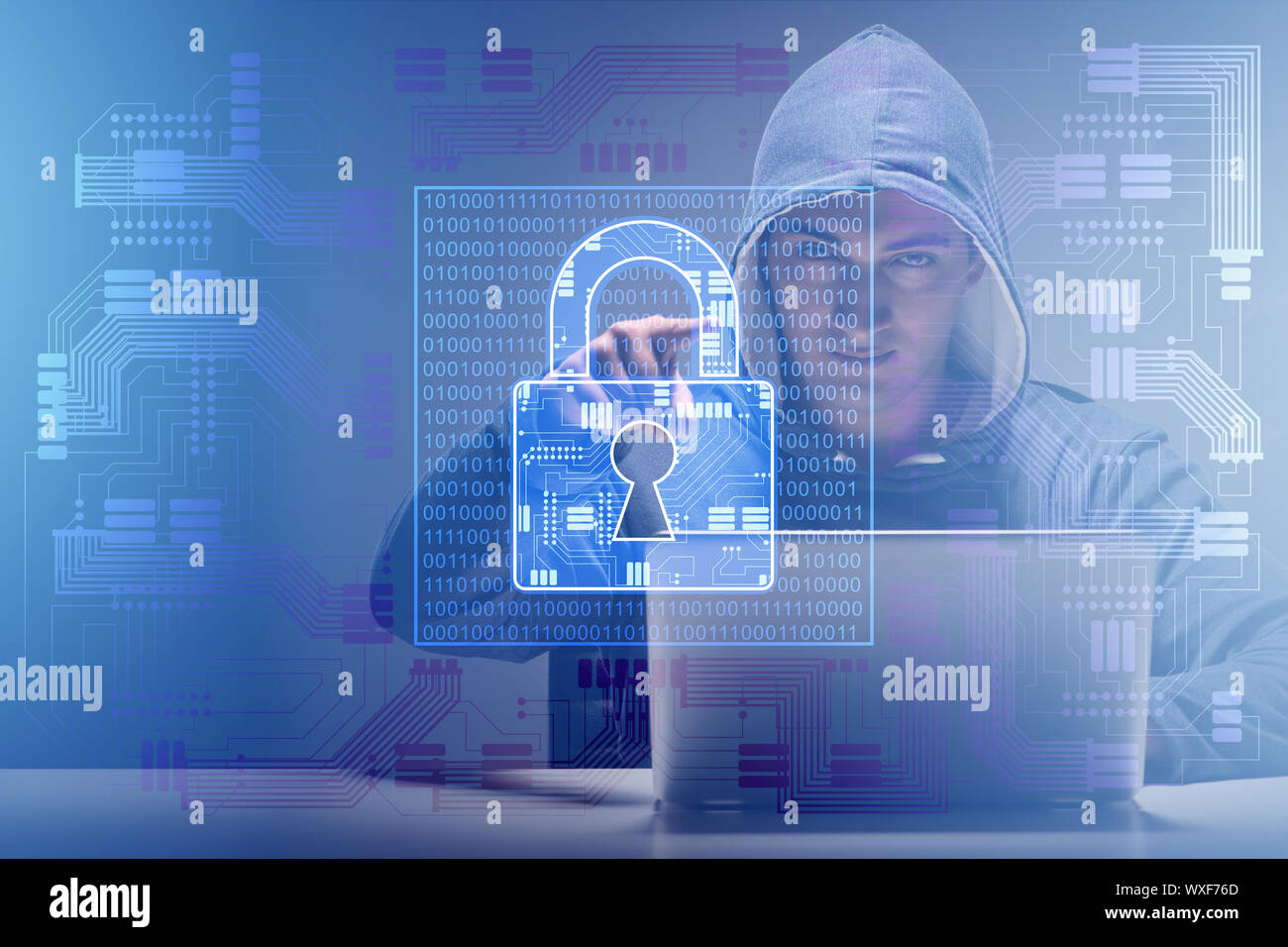 Young hacker in cybersecurty concept Stock Photo - Alamy