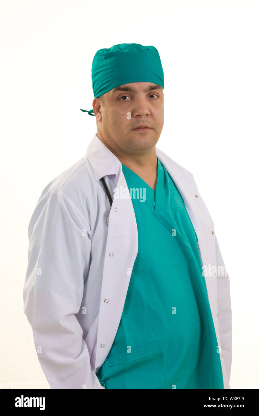 Stock image of male doctor over white background Stock Photo - Alamy