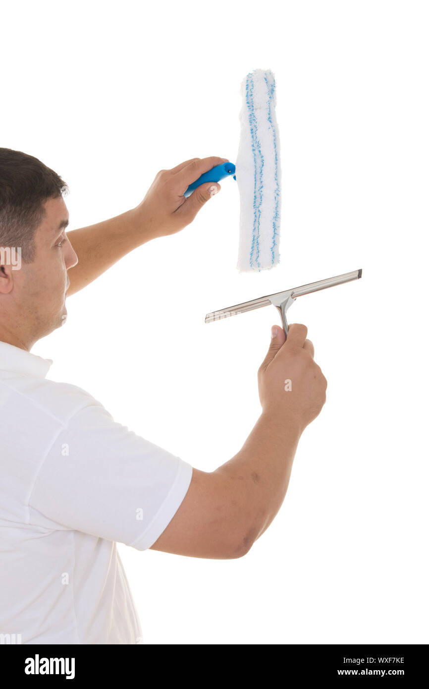 hand with window cleaning tool Stock Photo - Alamy