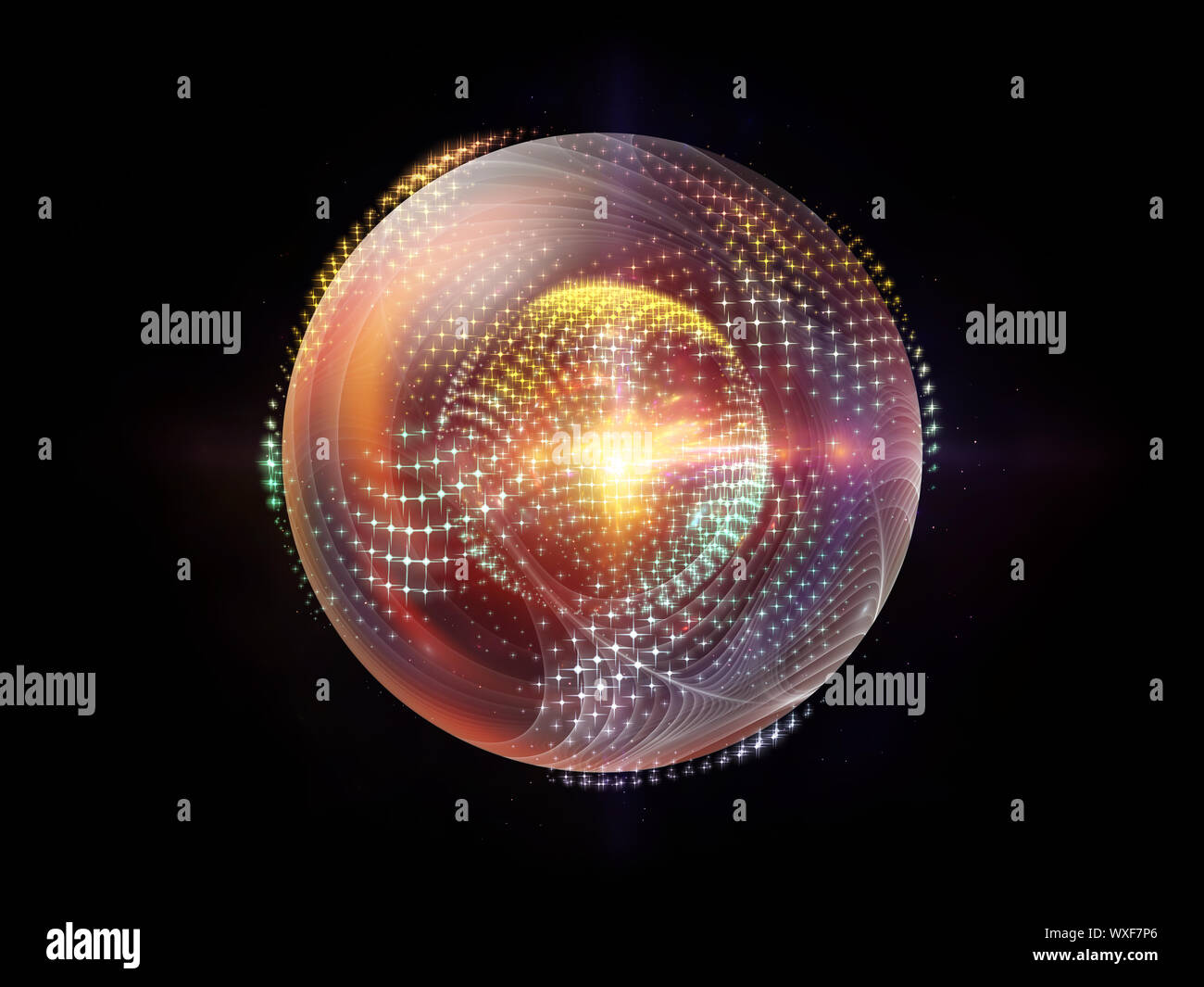 Fractal Sphere Series. Arrangement of spherical and circular fractal ...