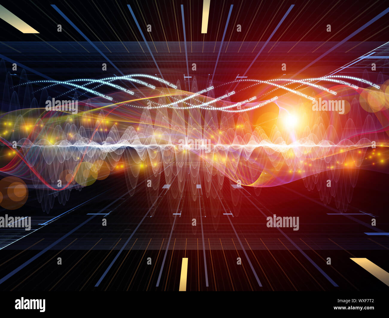 Interplay of technological elements and directional abstract forms on ...
