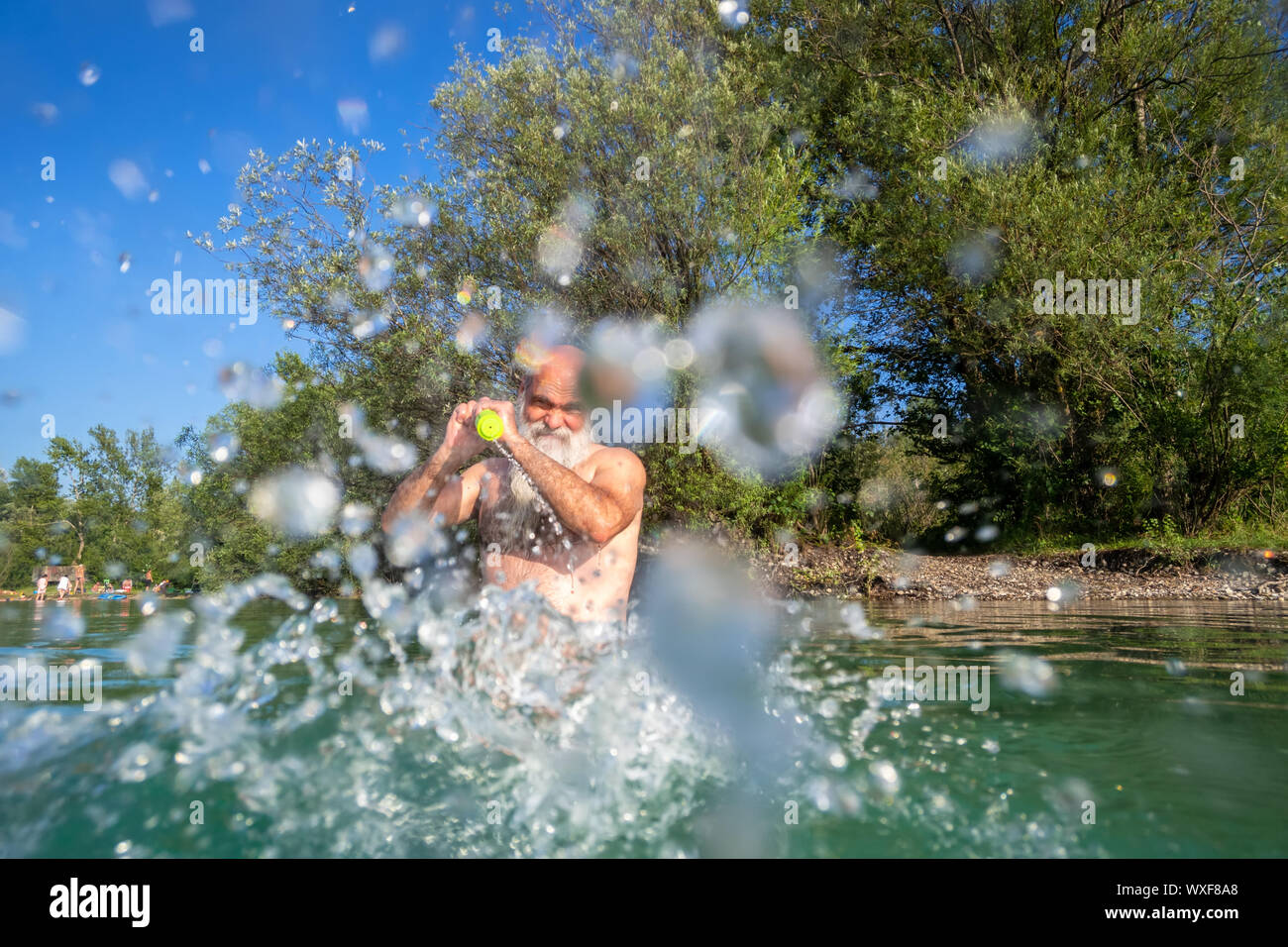 water battle at the summer lake Stock Photo - Alamy