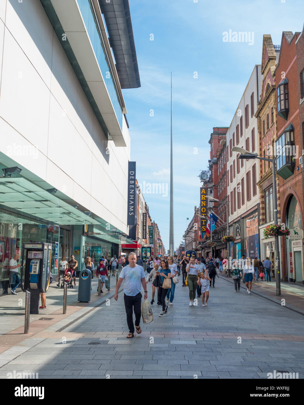 DUBLIN, IRELAND - AUGUST 1, 2019: Locals and tourists in Grafton Street ...