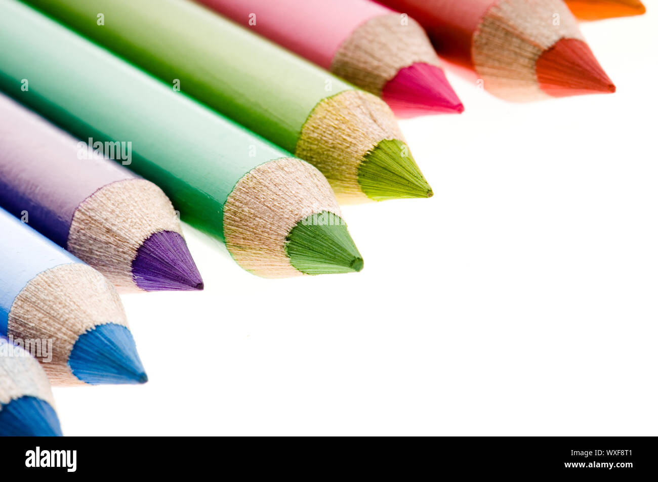Collection of colorful pens over white background Stock Photo - Alamy