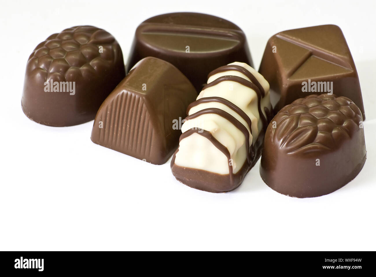 Various chocolate isolated on a white background, empty calorie Stock ...