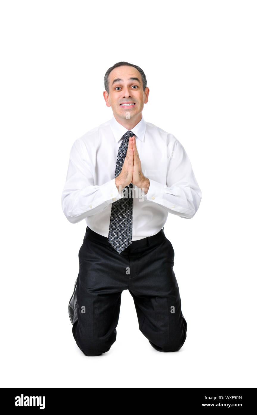 Business man praying in suit isolated on white background Stock Photo ...