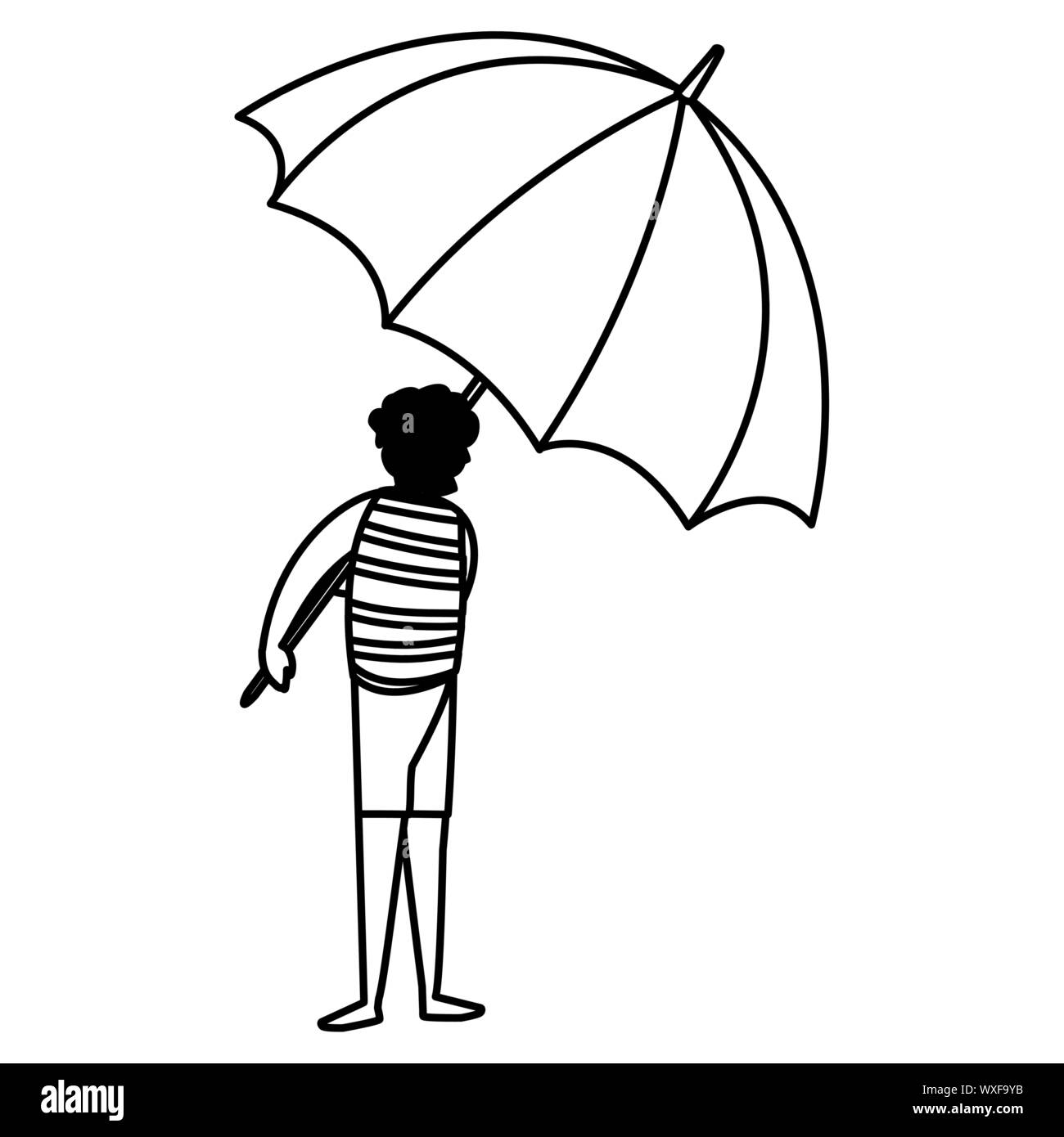 man holding a beach parasol over white background, vector illustration ...
