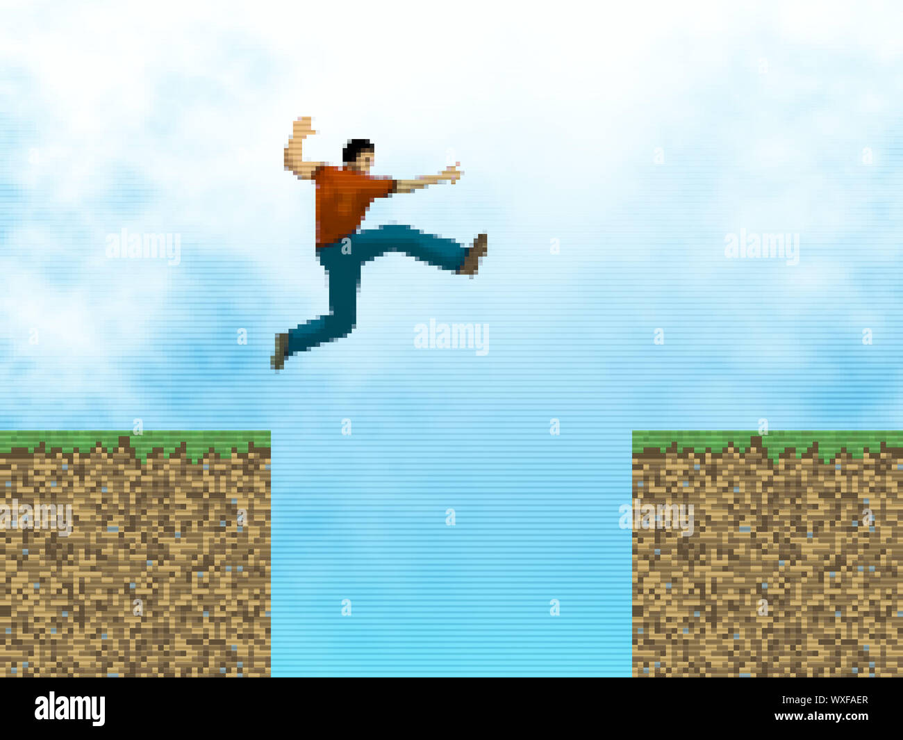 jumping man 8 bit pixel art Stock Photo - Alamy