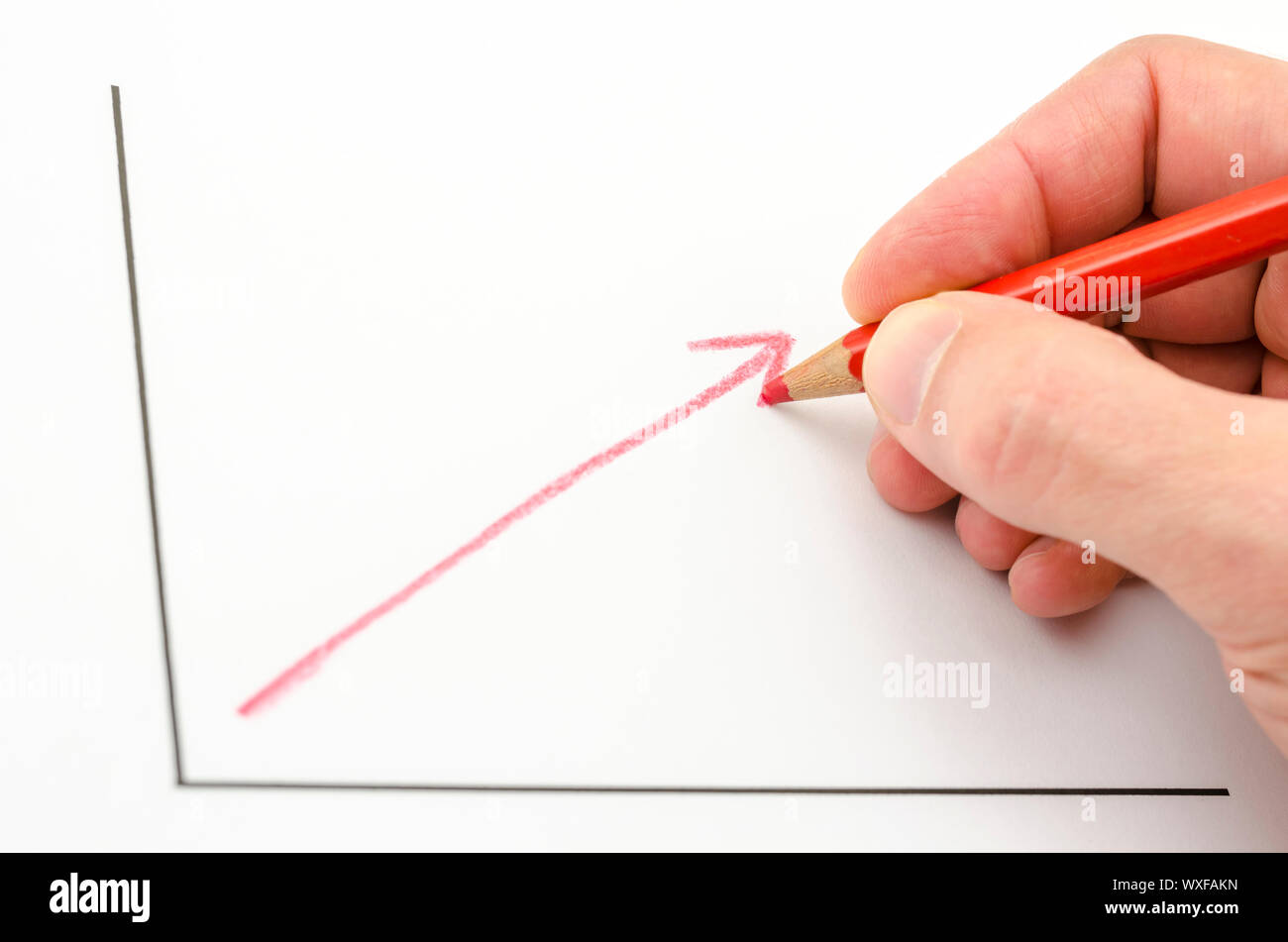 Hand drawing growing business graph with red arrow Stock Photo - Alamy