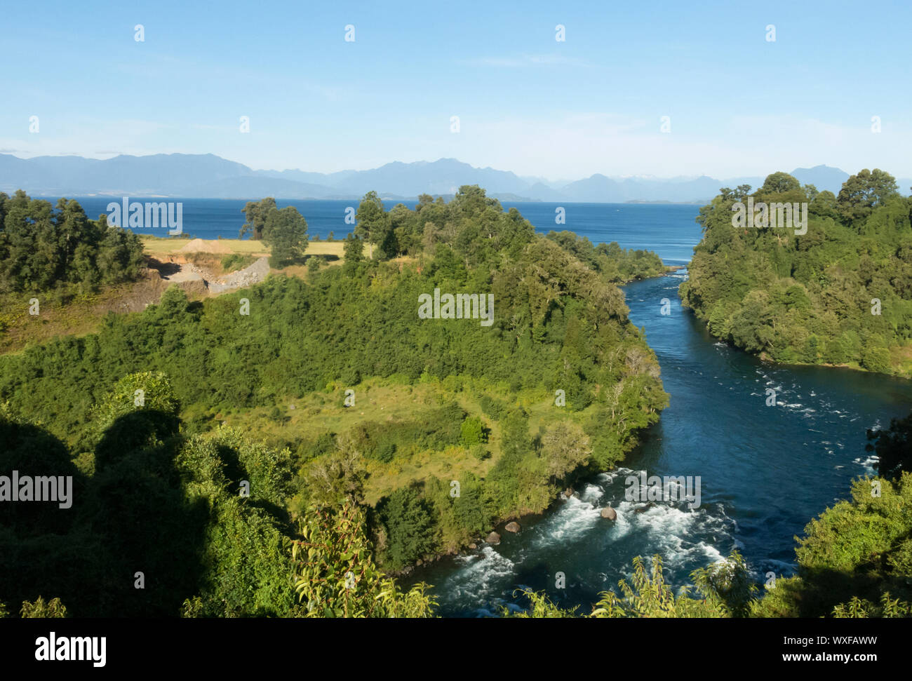 Birth of the Rio Bueno, leaving Lake Ranco, the third largest lake in ...