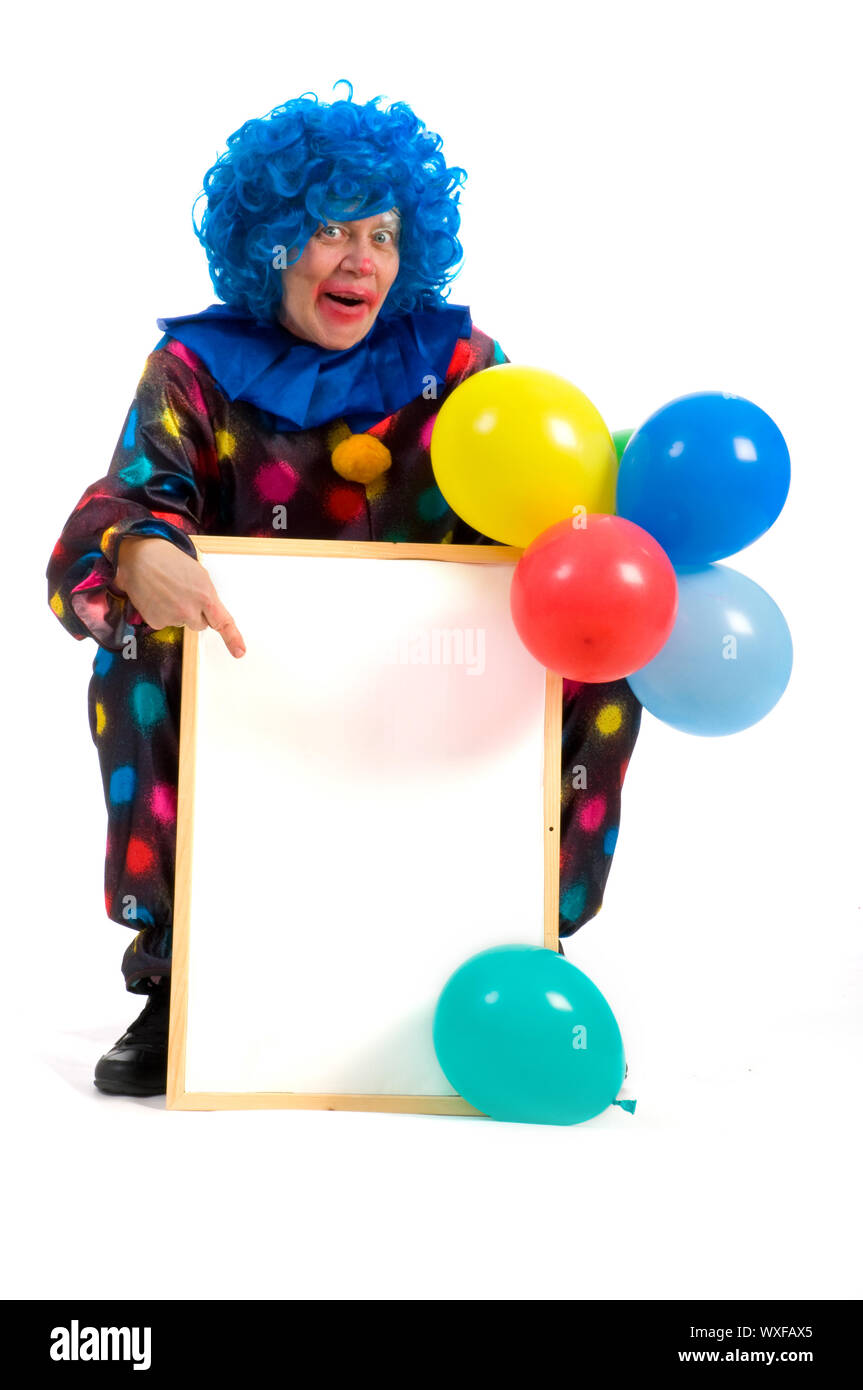 clown with memo board to write your text Stock Photo - Alamy