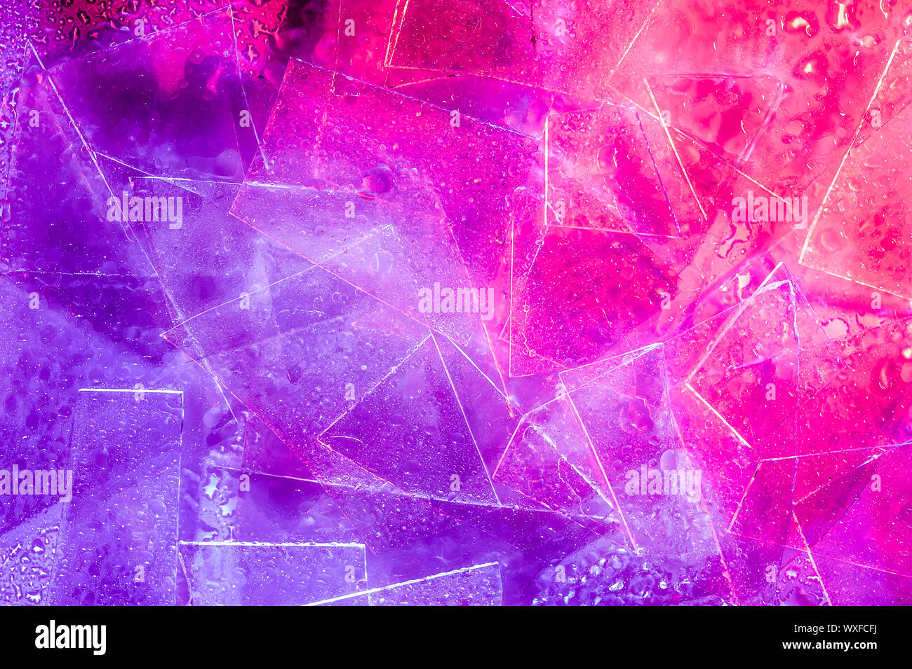 Background in the style of the 80-90s. Real texture of broken glass and ...