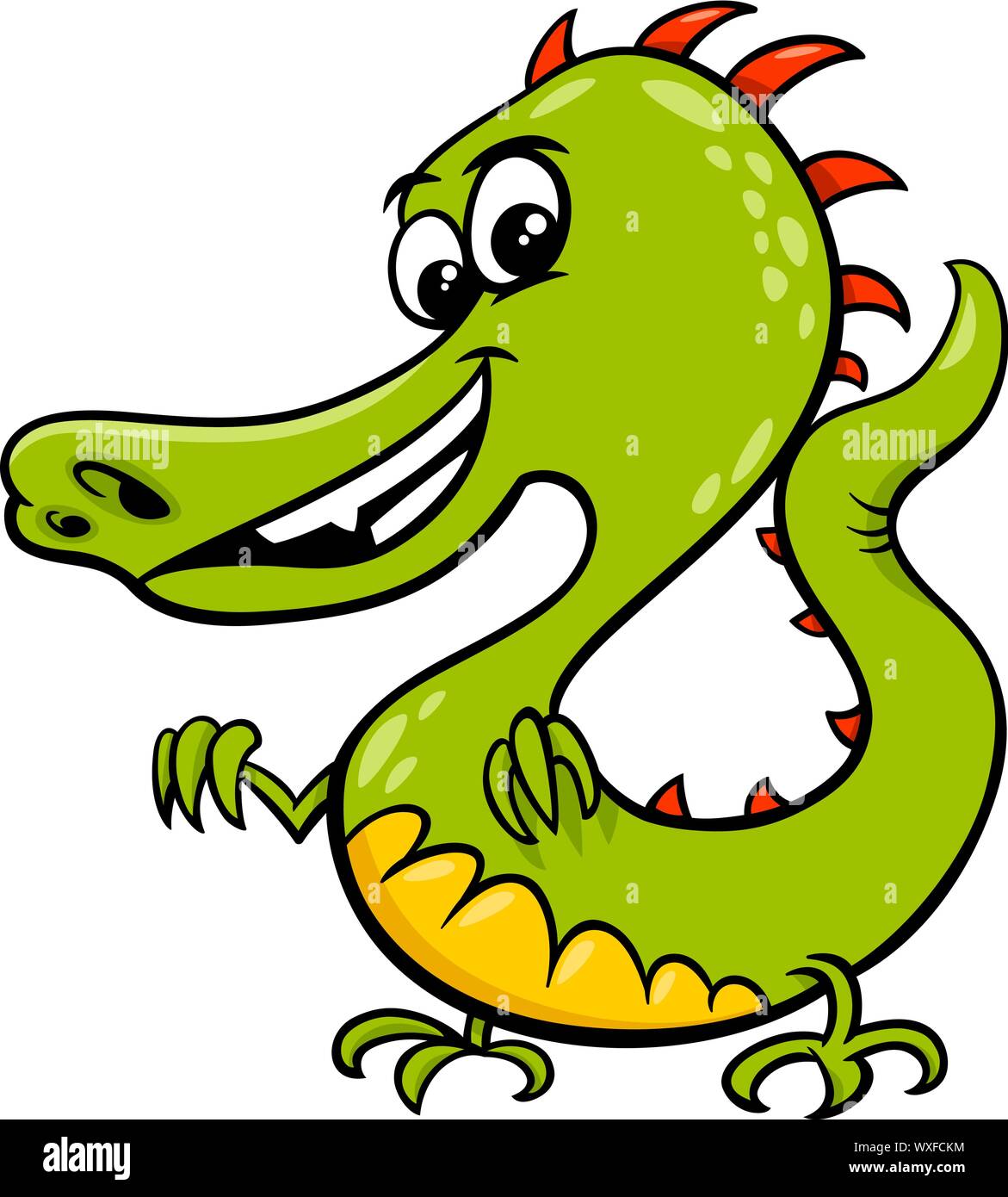 Cartoon Illustration of Comic Dragon Fantasy Fictional Animal Character ...