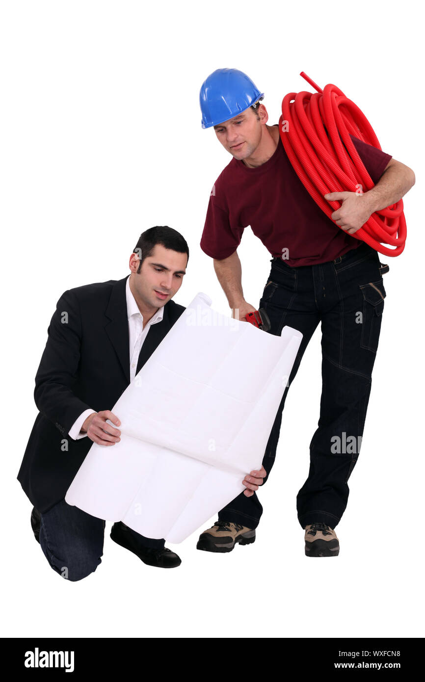 An architect and his plumber Stock Photo - Alamy