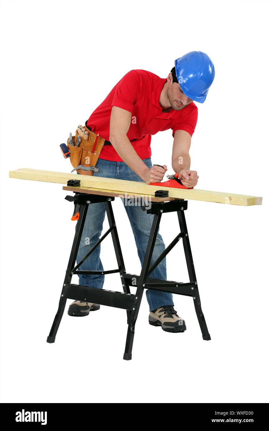 Laborer on white background Stock Photo - Alamy