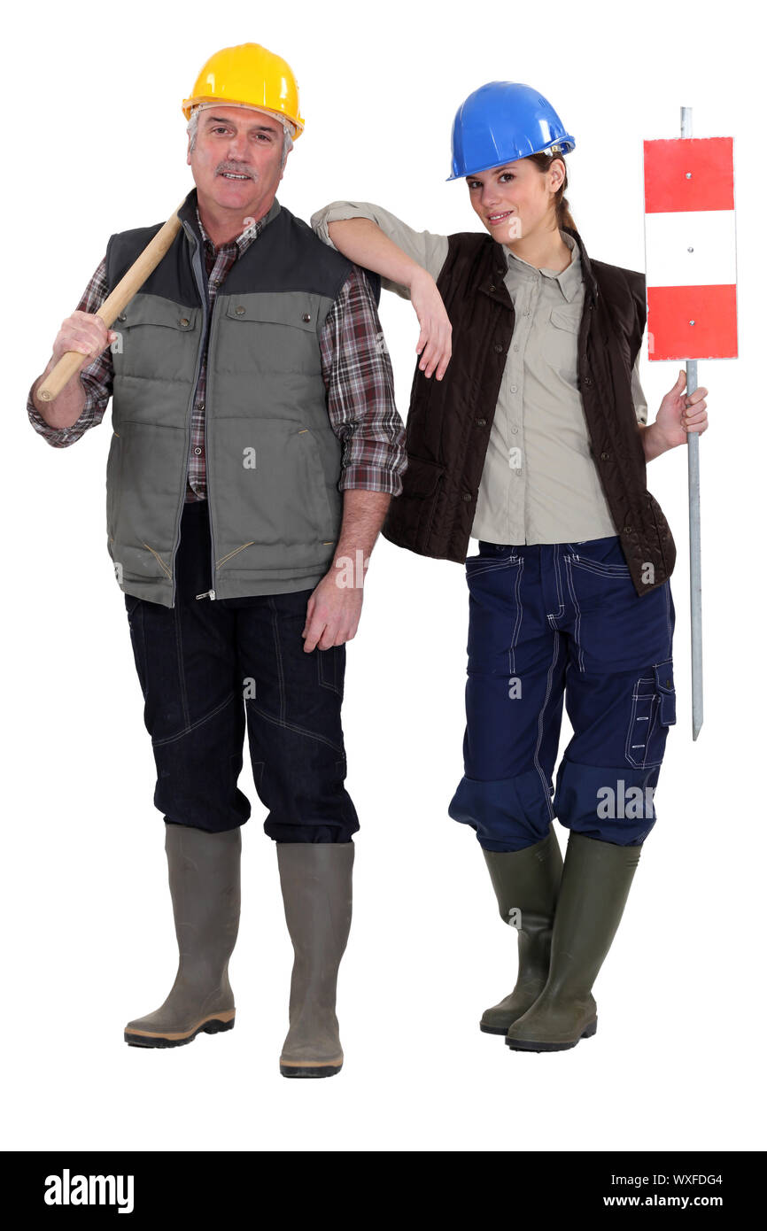 Father and daughter construction team Stock Photo - Alamy