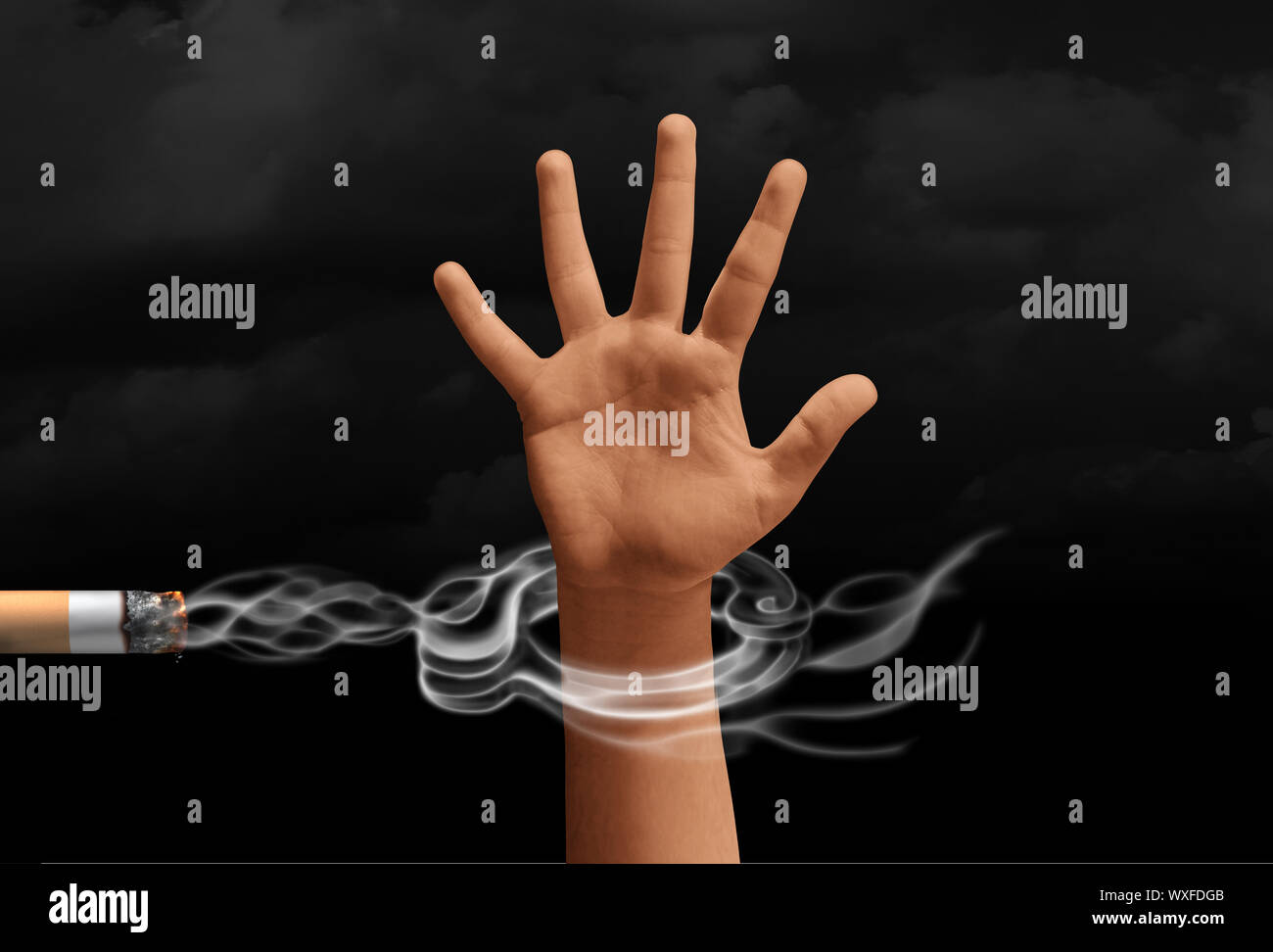 Smoking addiction concept and a smoker trapped by cigarette smoke as a ...
