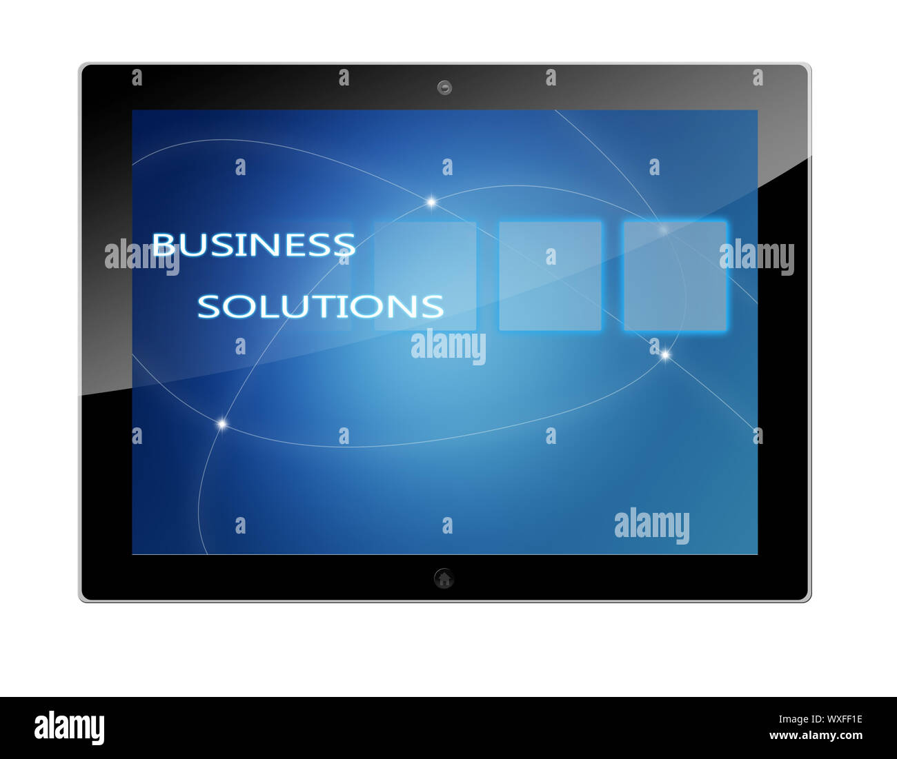Tablet PC with Business Solutions concept Illustration Stock Photo - Alamy