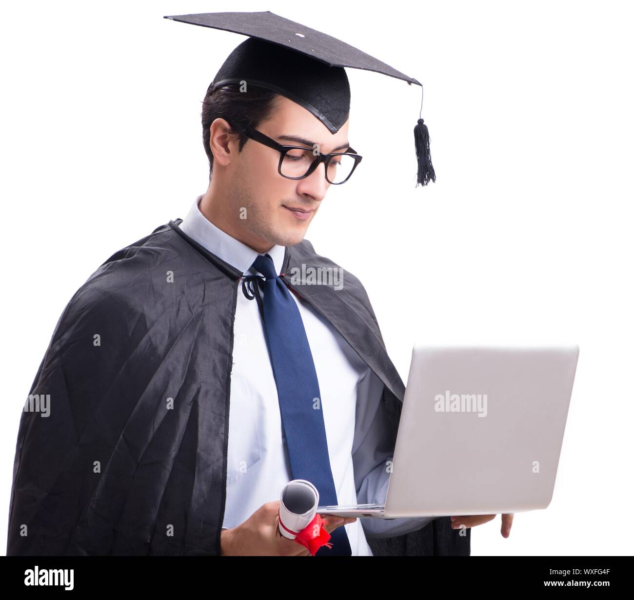 Student graduate isolated on white background Stock Photo - Alamy