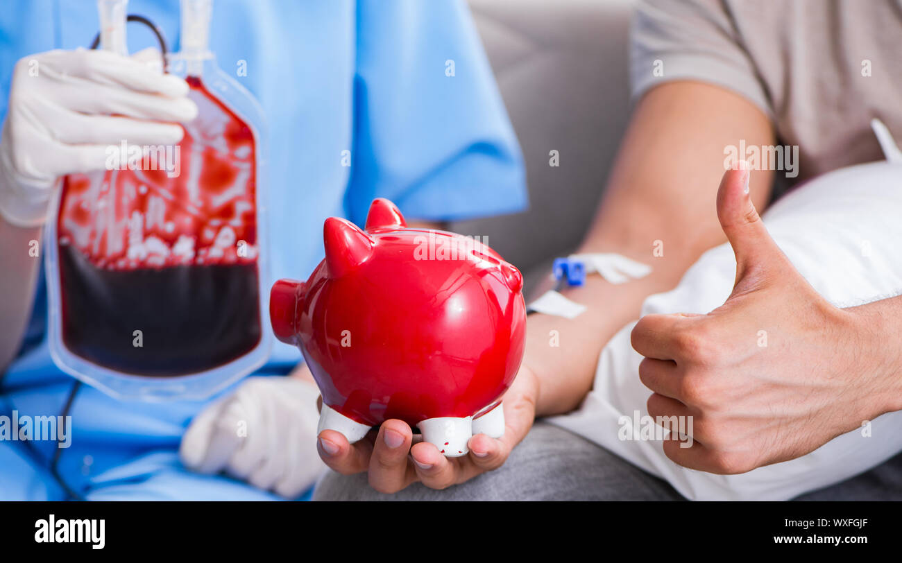 Patient getting blood transfusion in hospital clinic Stock Photo - Alamy
