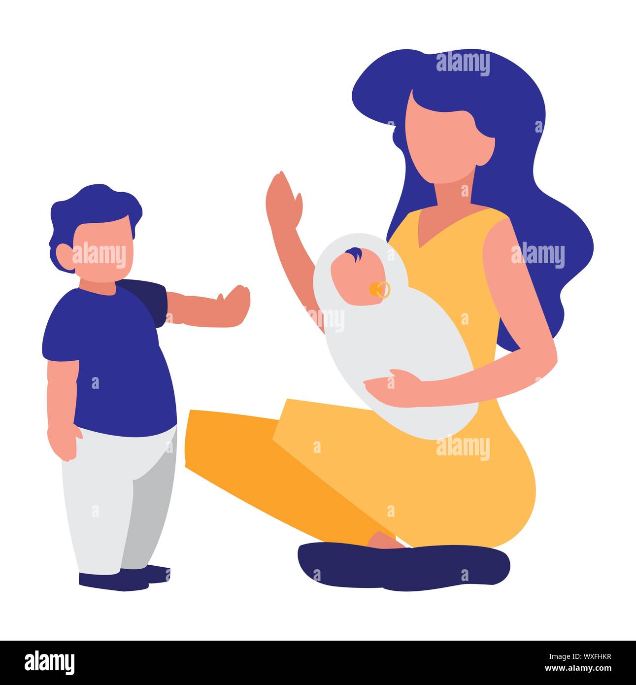 woman with baby newborn icon over white backgorund, vector illustration ...