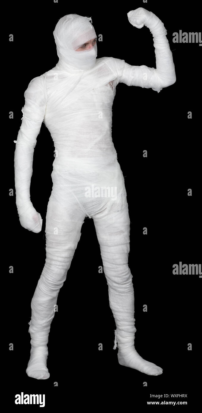 Man in bandage on the black background Stock Photo - Alamy