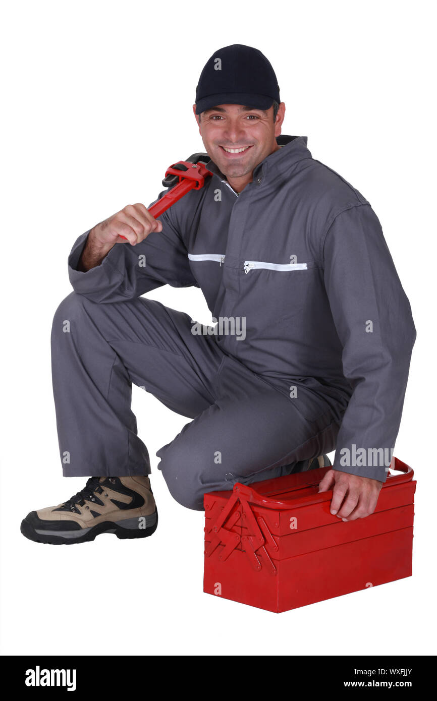 Handyman with a toolbox Stock Photo - Alamy