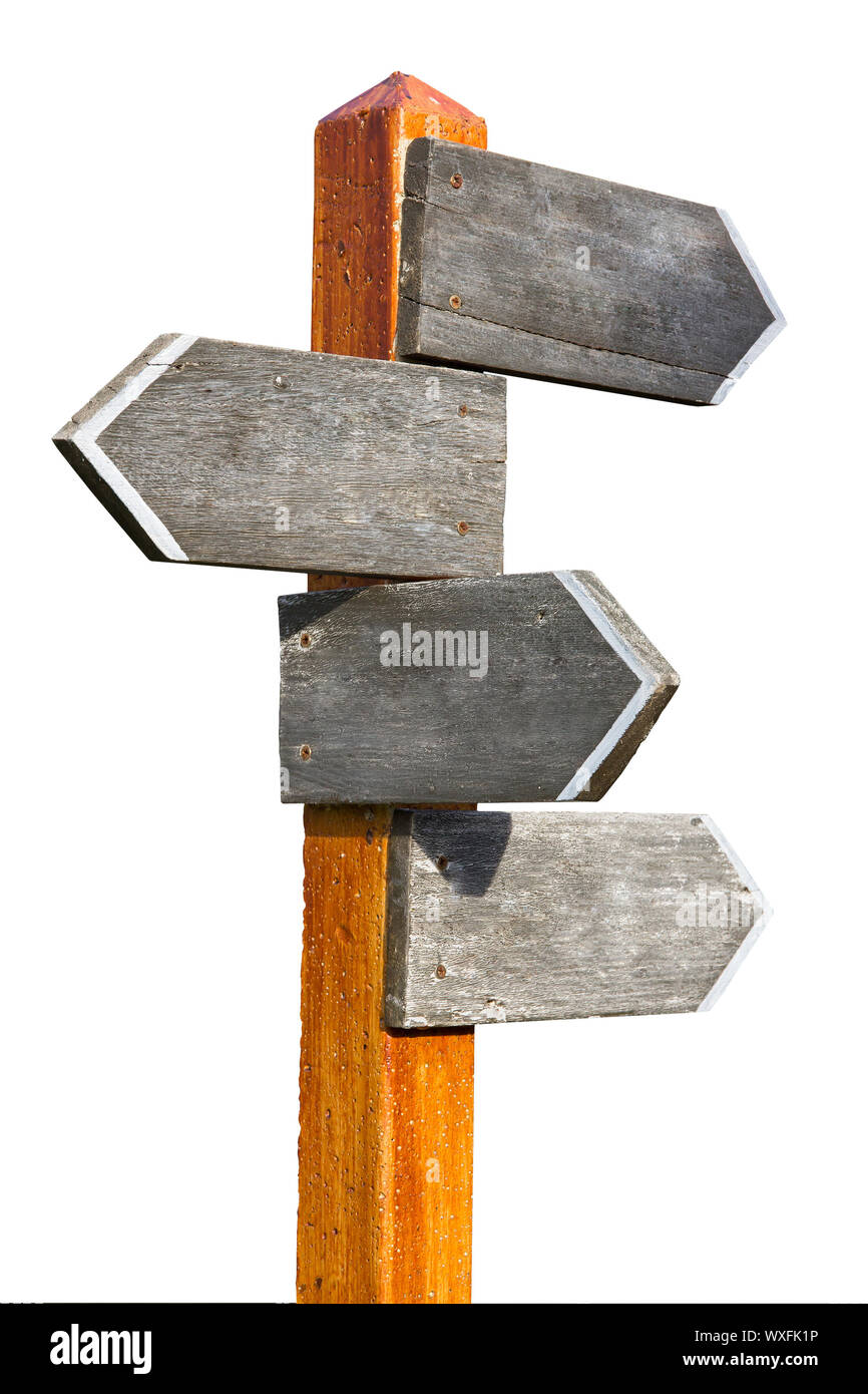 Old wooden sign on white background Stock Photo - Alamy