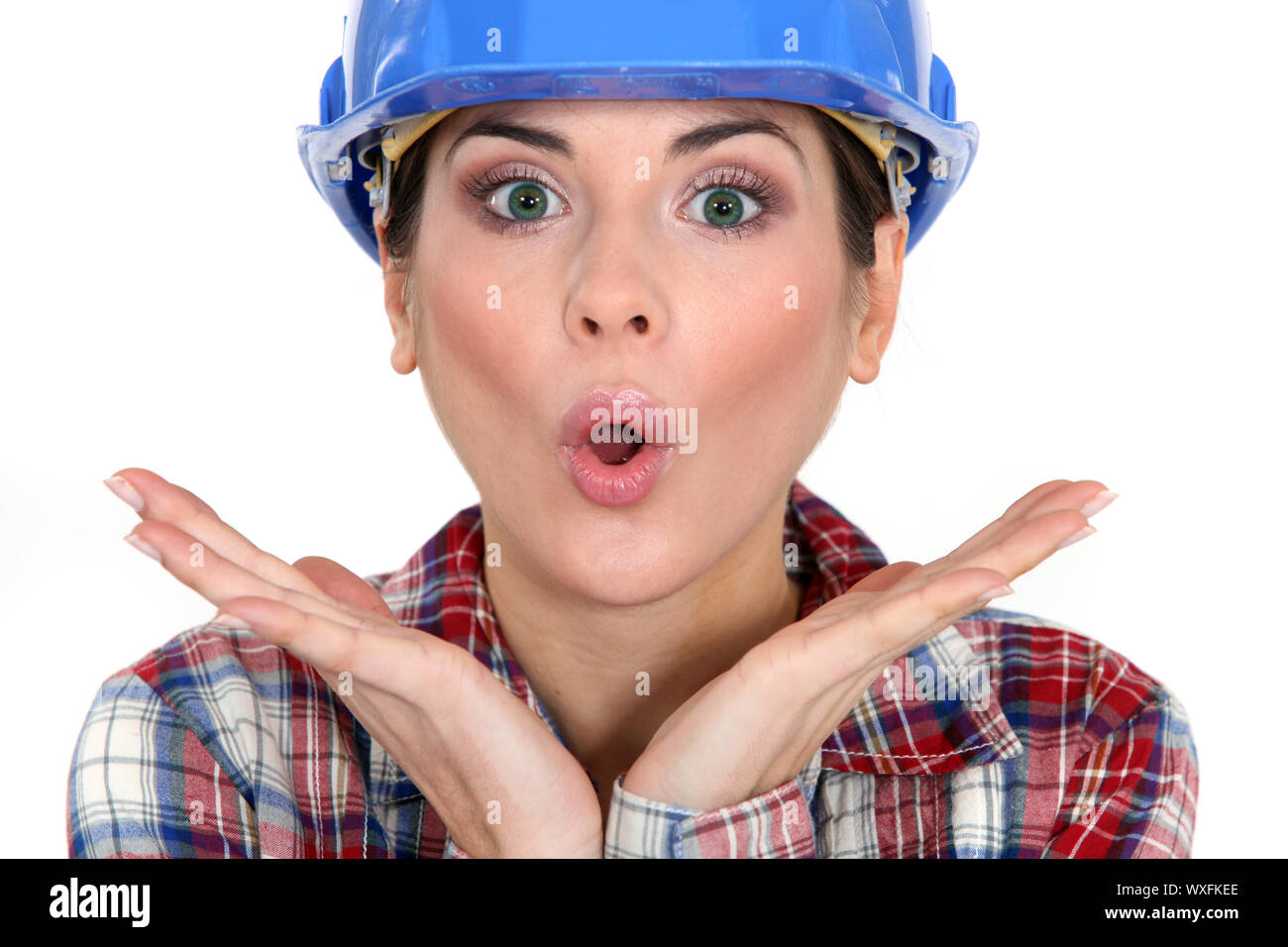 Shocked female worker Stock Photo - Alamy
