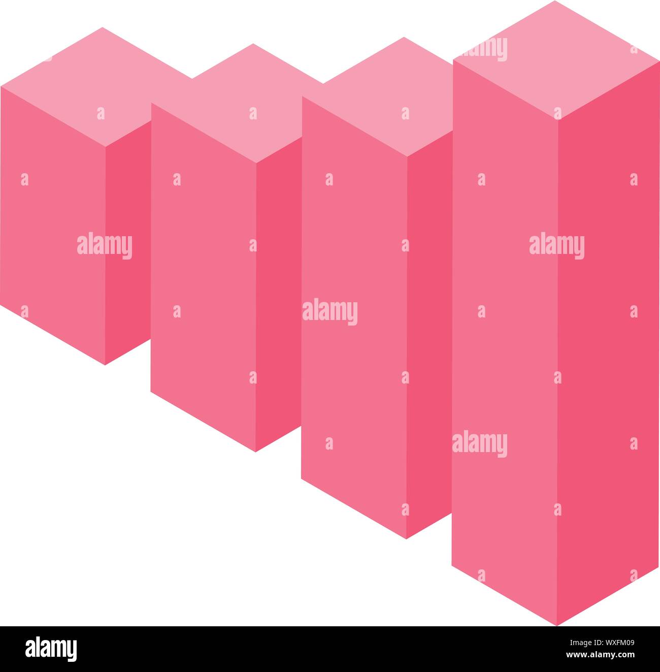 Red graph bars icon. Isometric of red graph bars vector icon for web ...