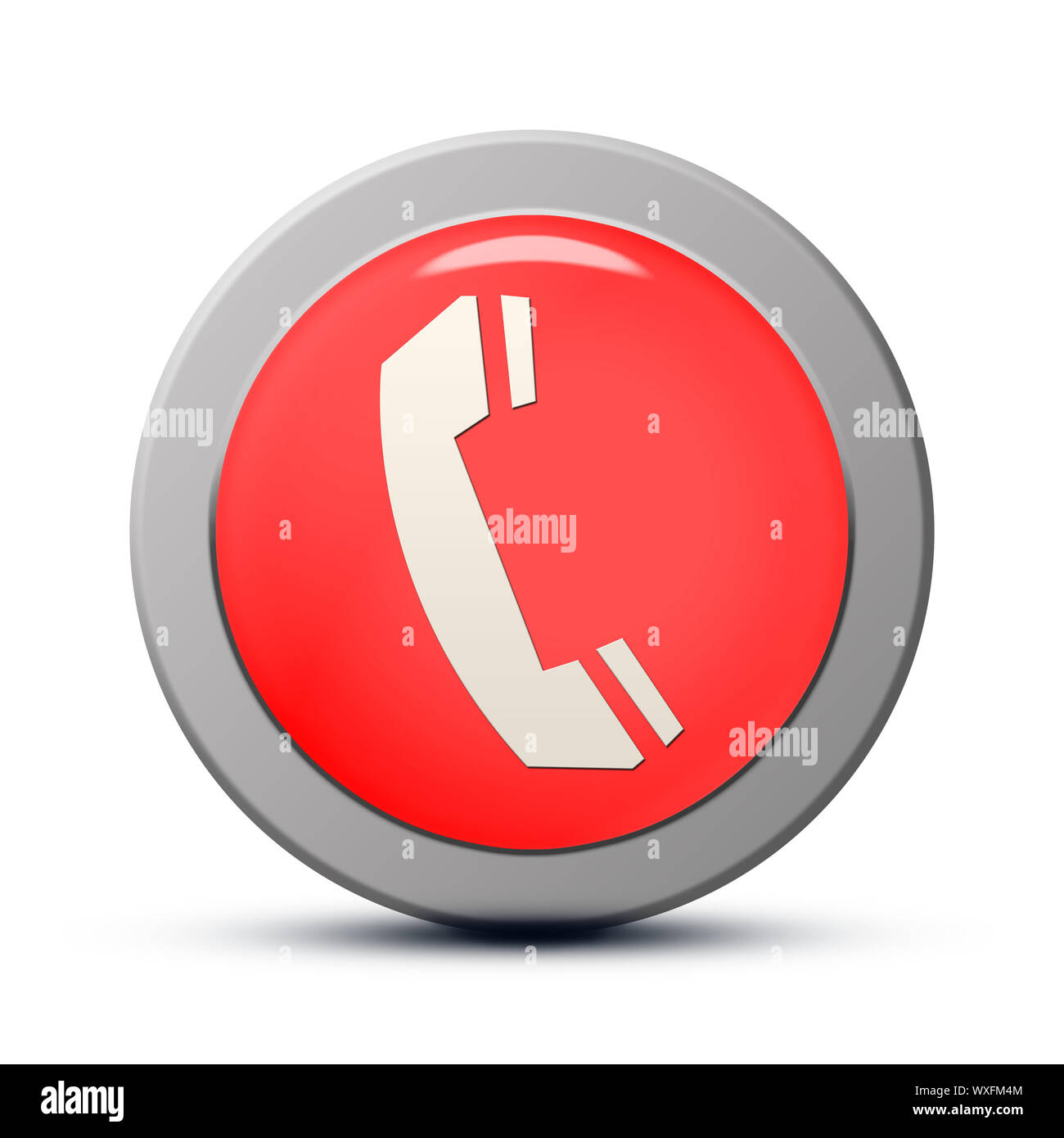 Icon series : red round Phone button Stock Photo - Alamy