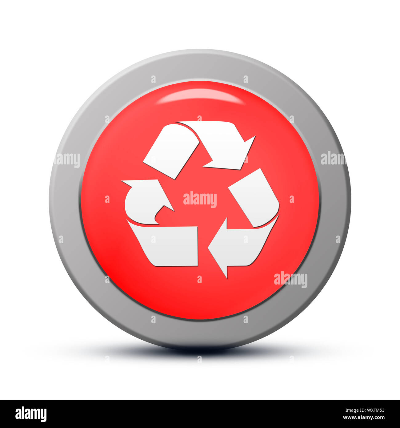 Icon series : red round recycle button Stock Photo - Alamy
