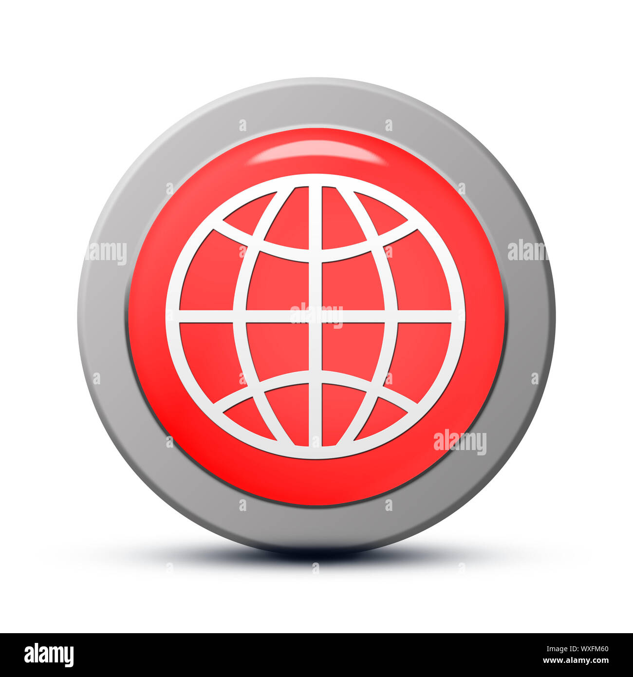 Icon series : red round World button Stock Photo - Alamy