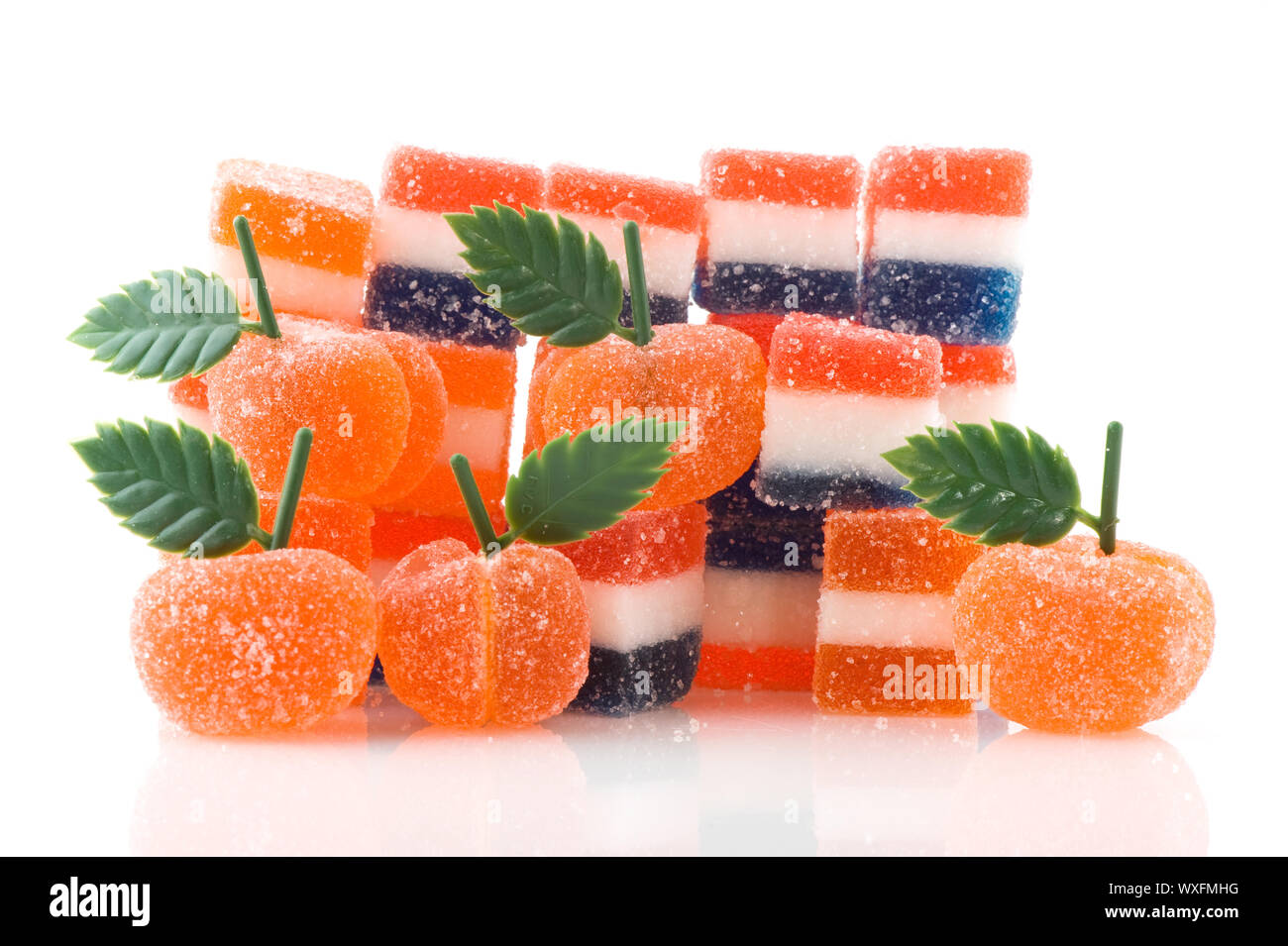 traditional dutch candy with apples from orange and flag sweets Stock ...