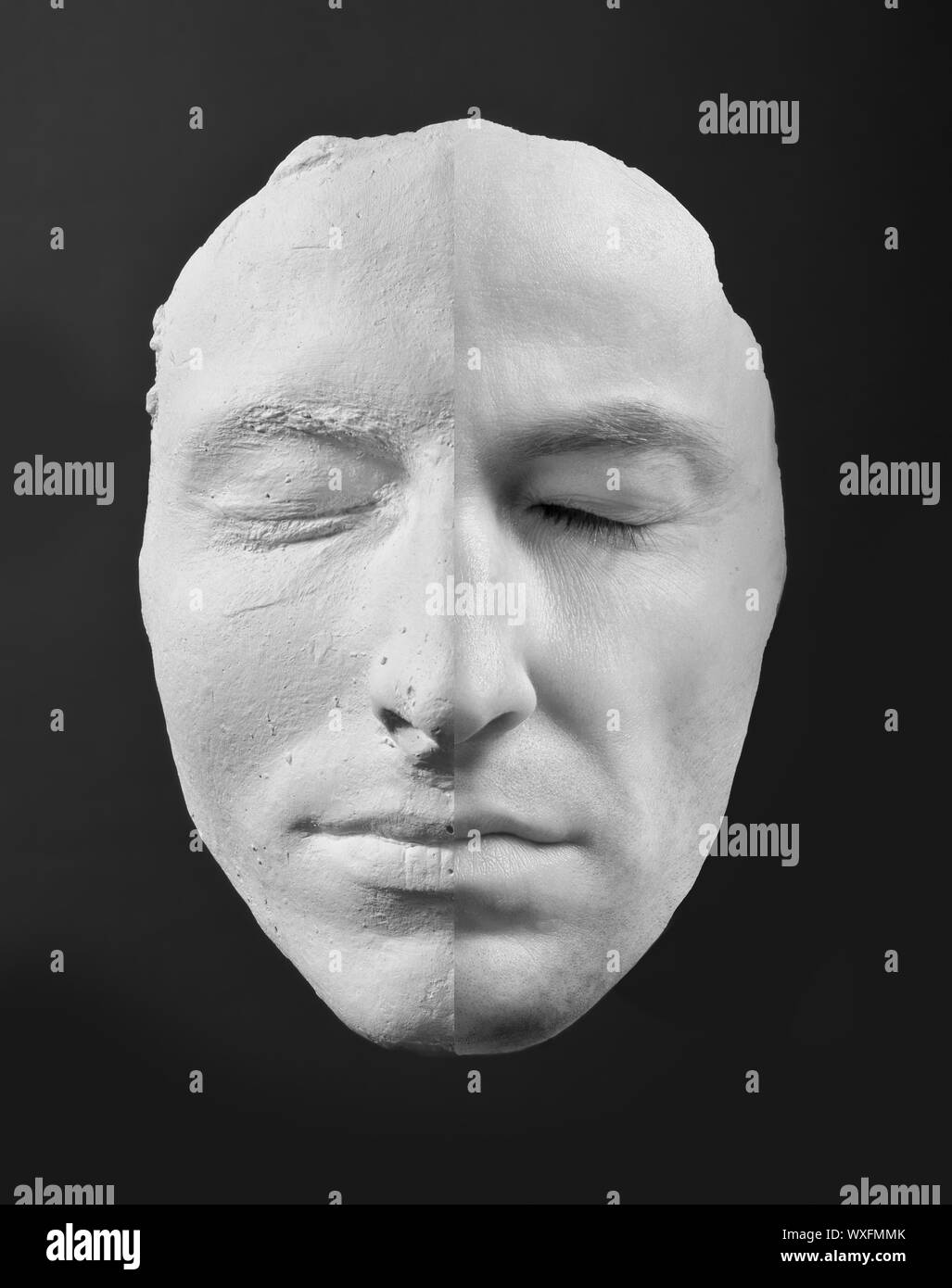 face of a man and his plaster mask Stock Photo - Alamy
