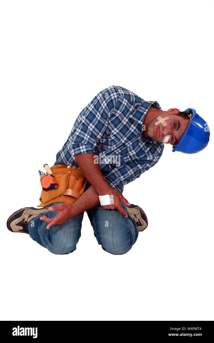 Portrait injured man bandage Cut Out Stock Images & Pictures - Alamy