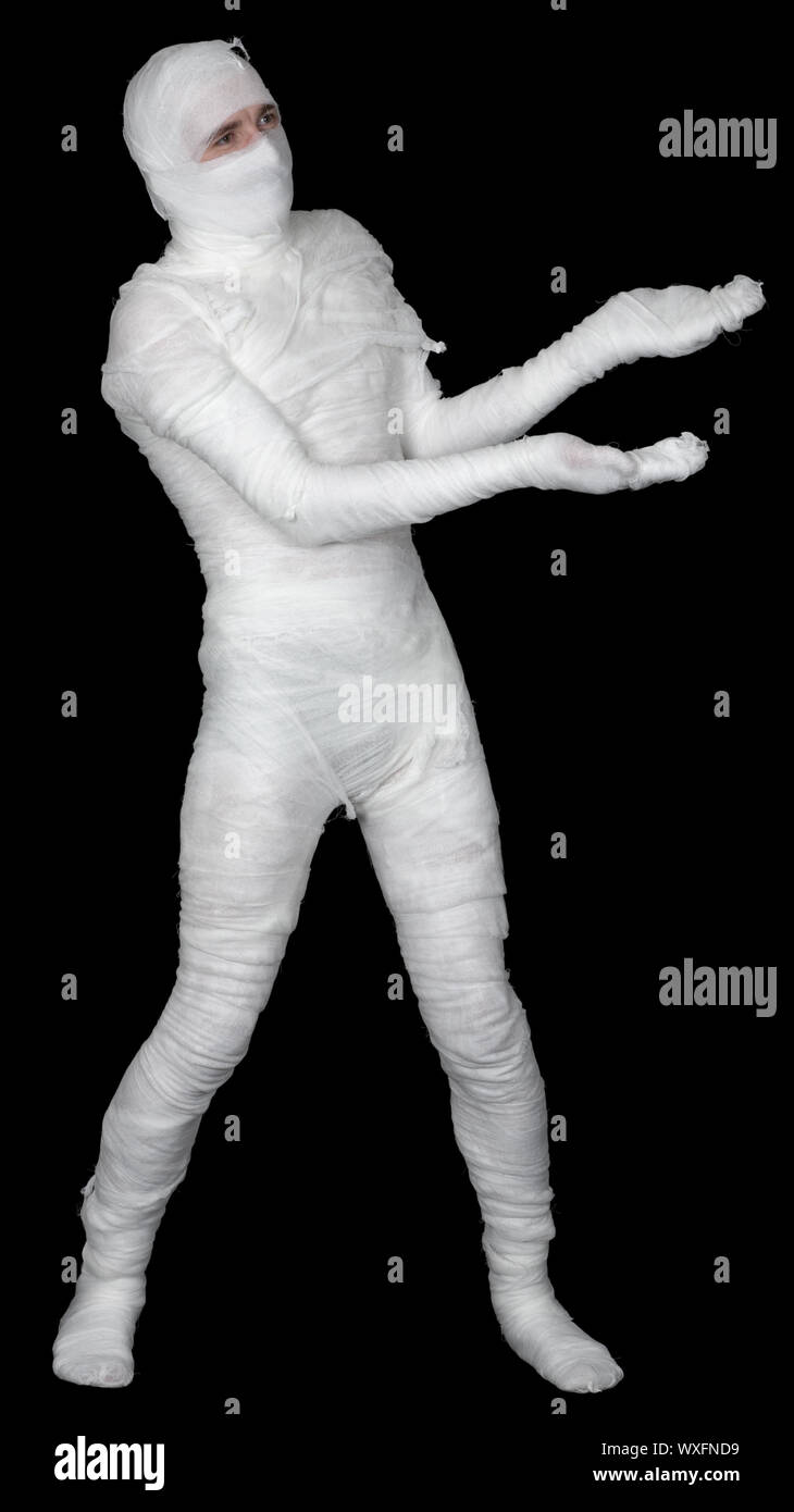 Man in bandage on the black background Stock Photo - Alamy