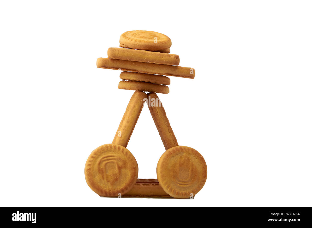 Creatively laid out different cookies in the form of a house on wheels ...