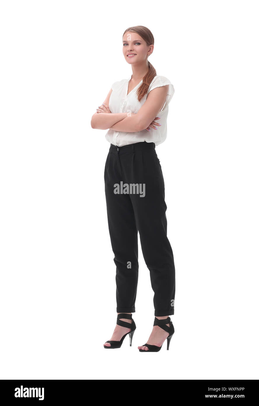 in full growth. portrait of a serious young business woman Stock Photo ...