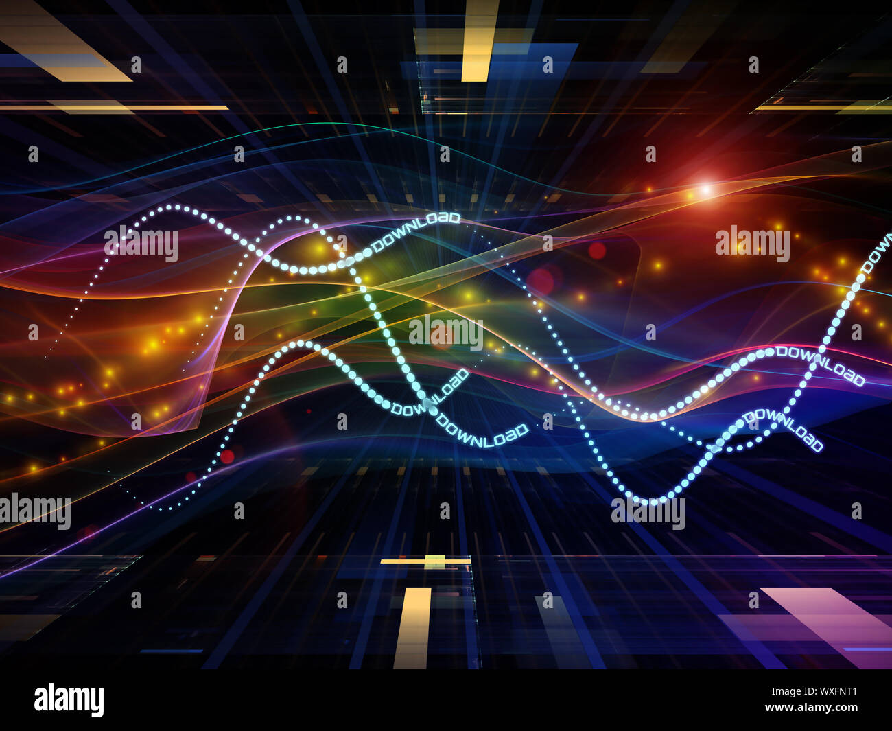 Interplay of technological elements and directional abstract forms on ...