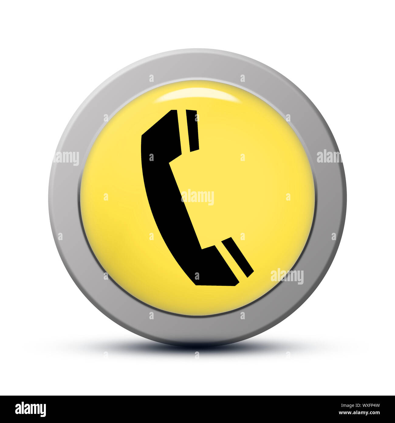yellow round Icon series : Phone button Stock Photo - Alamy