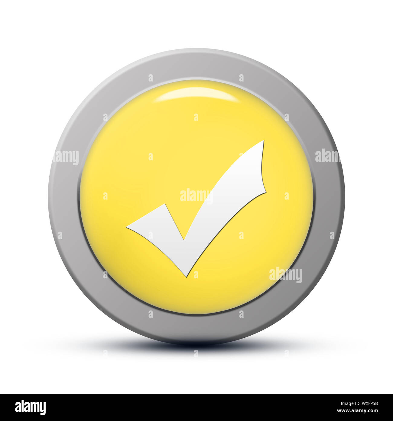 yellow round Icon series : Validate button Stock Photo - Alamy