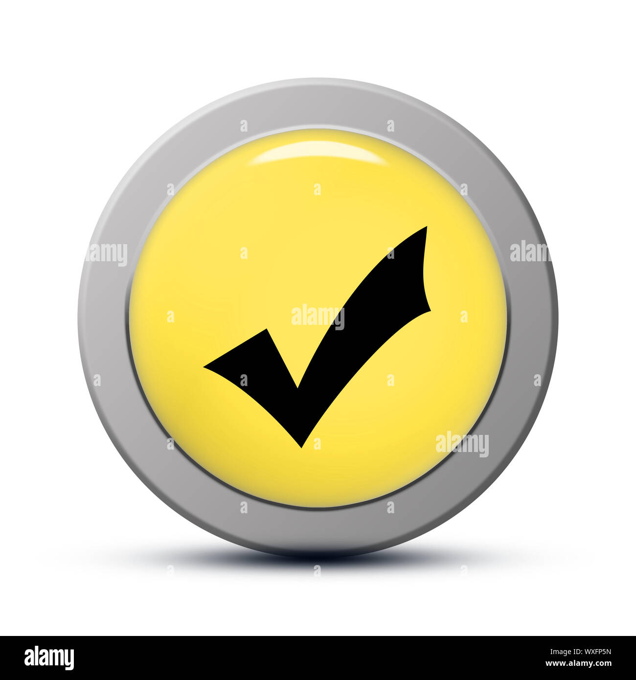 yellow round Icon series : Validate button Stock Photo - Alamy